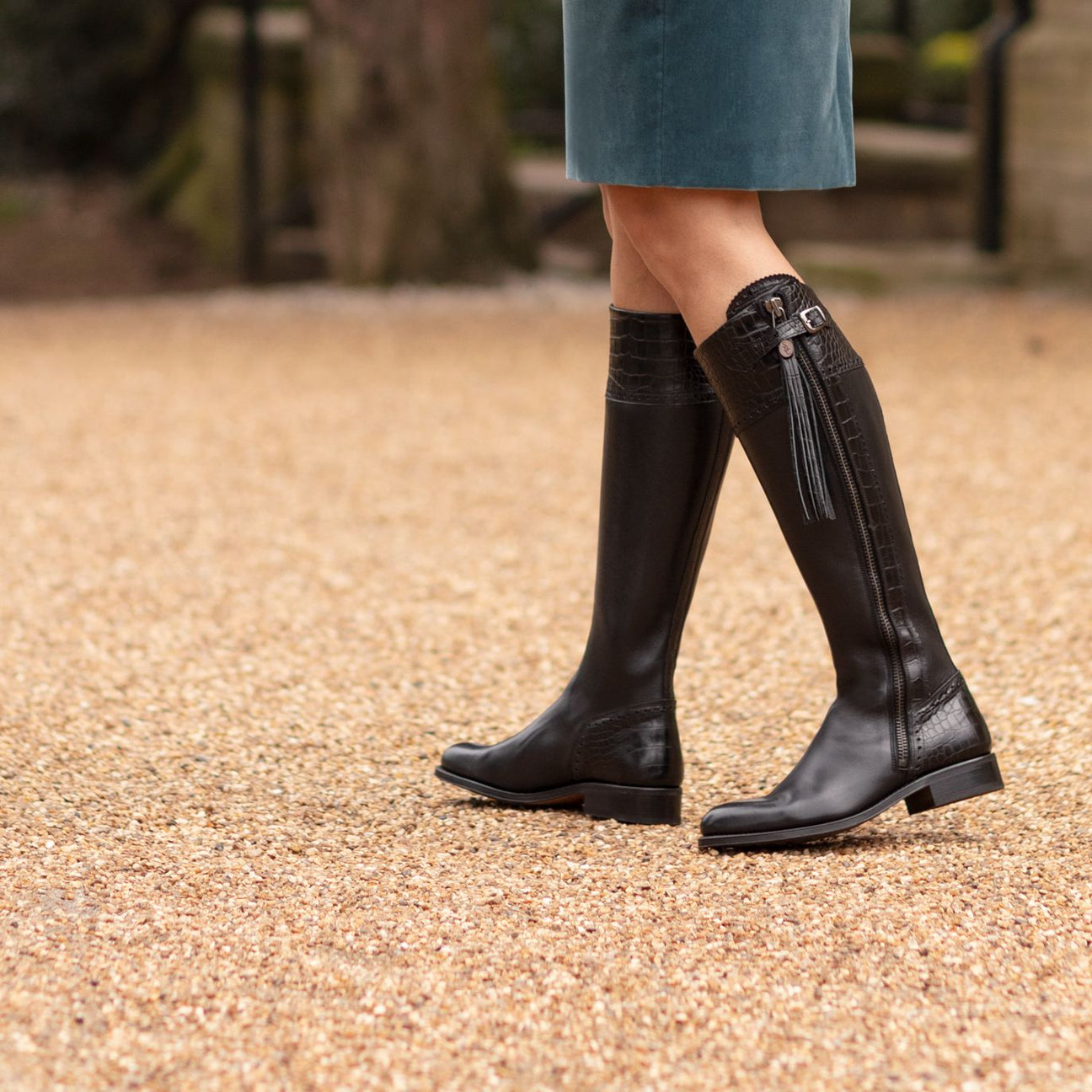 Tall Mock Croc Spanish Boots in Black Leather – The Spanish Boot Company