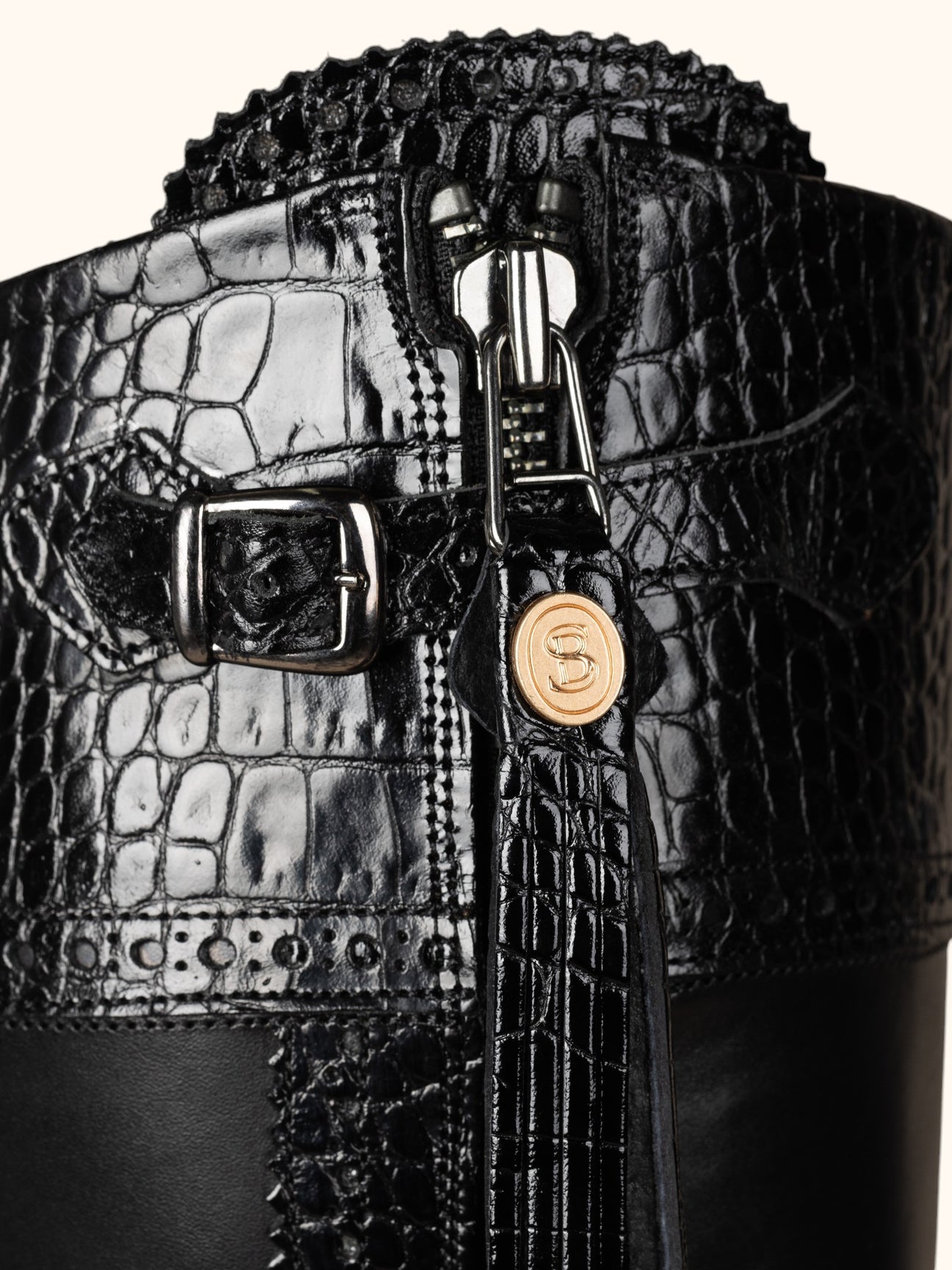 Tall Mock Croc Spanish Boots in Black Leather – The Spanish Boot Company