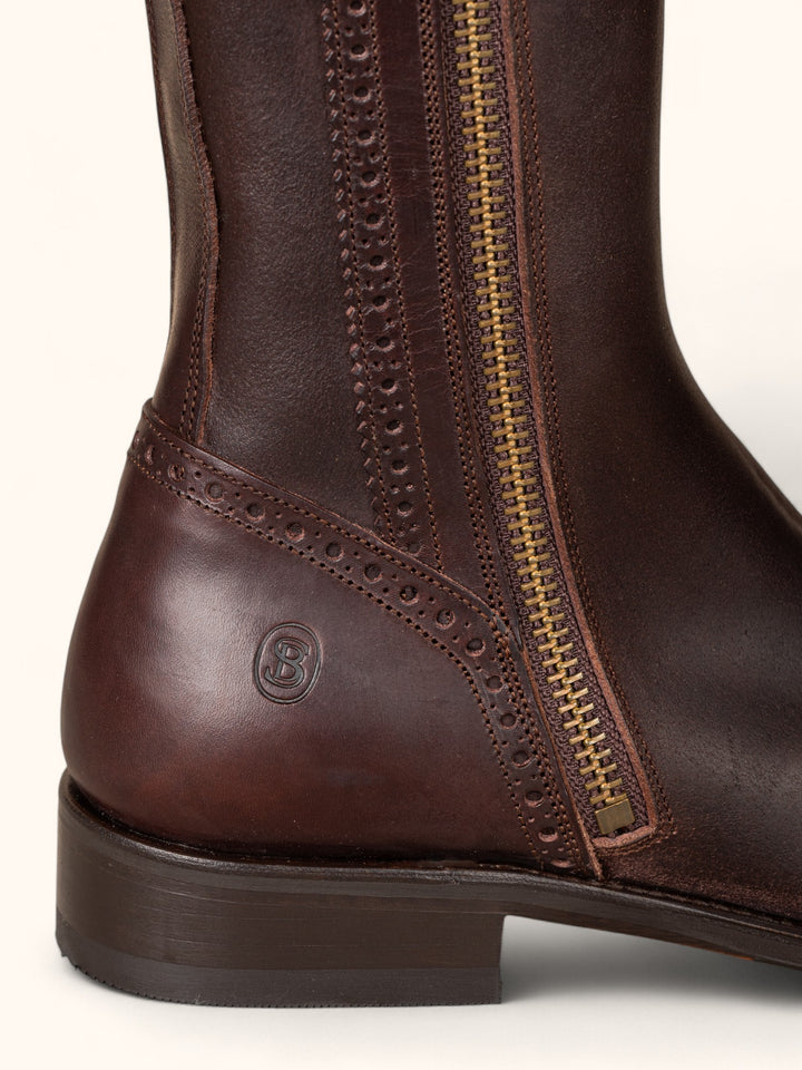 Tall Spanish Riding Boots - Brown Rustic Leather - Leather Sole – The ...