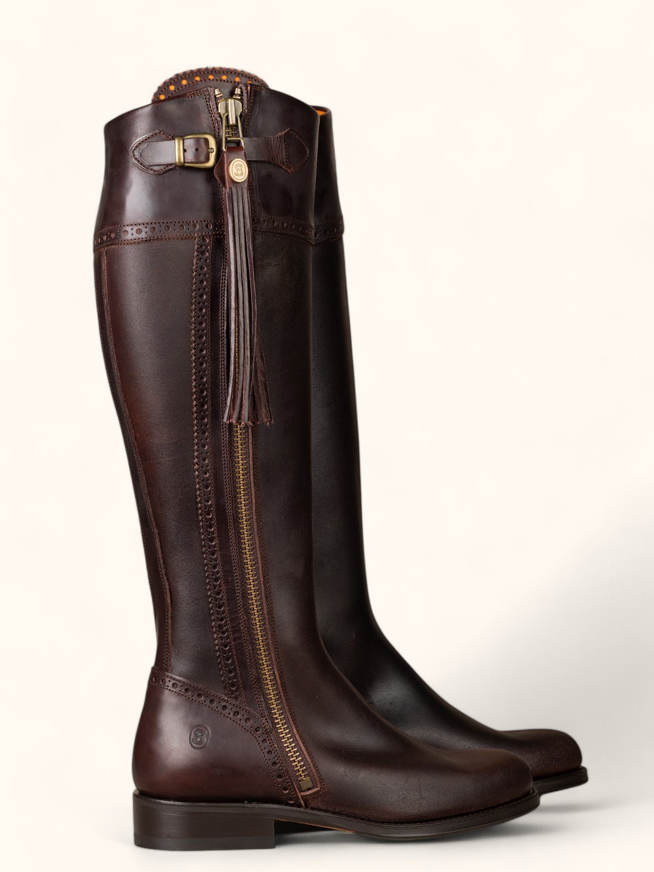 Tall Spanish Riding Boots - Brown Rustic Leather - Leather Sole – The ...