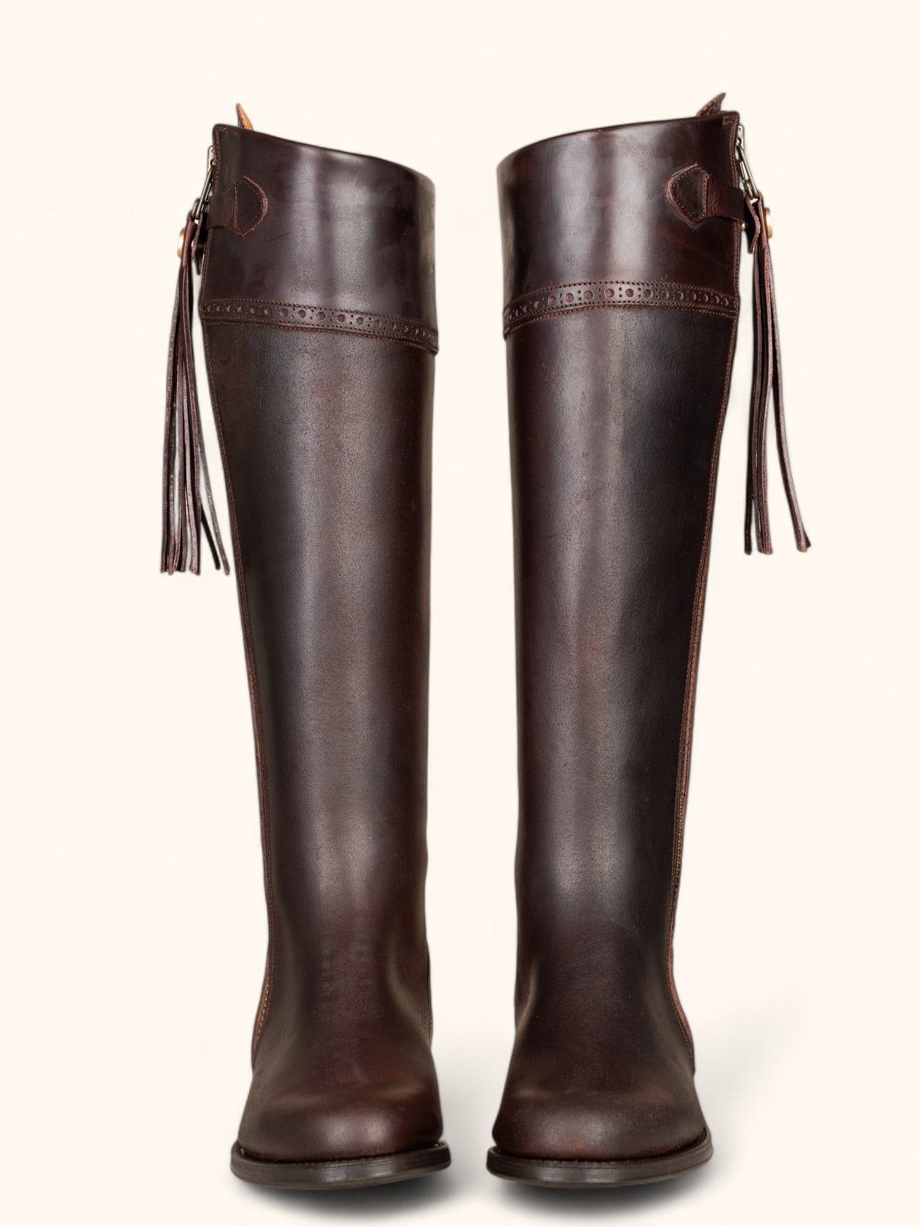 Tall Spanish Riding Boots - Brown Rustic Leather - Leather Sole – The ...