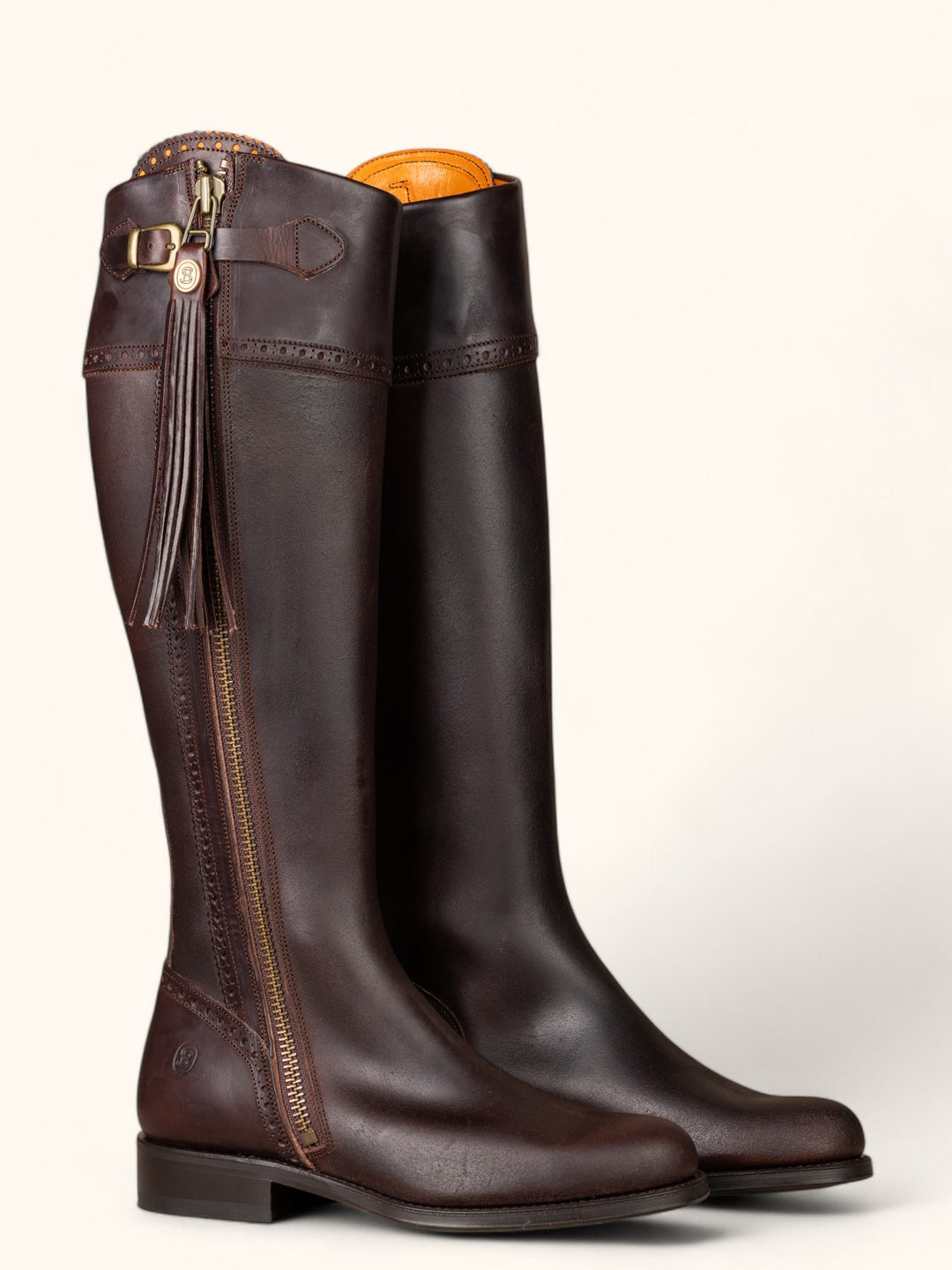 Tall Spanish Riding Boots - Brown Rustic Leather - Leather Sole – The ...