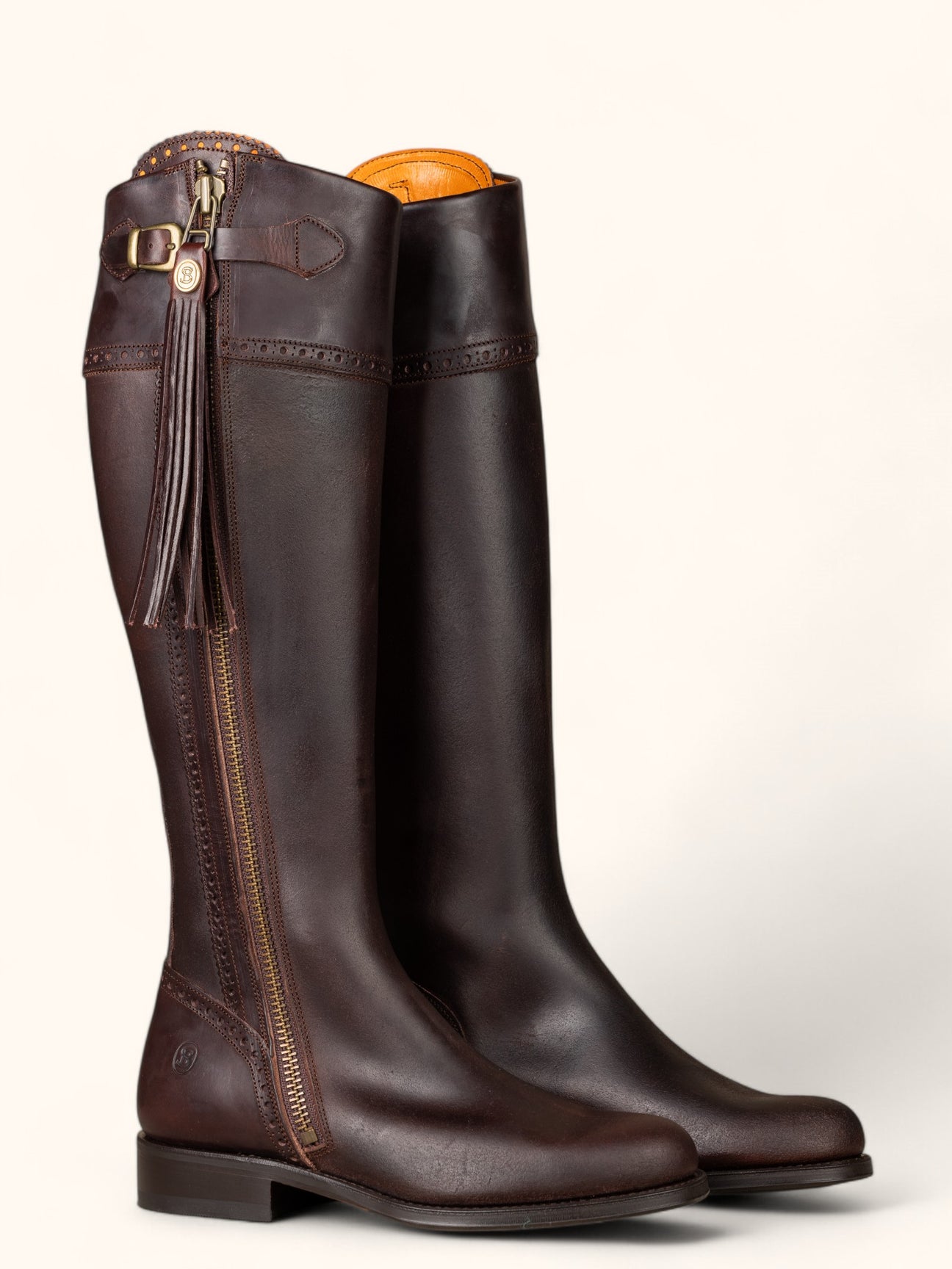 Tall Spanish Riding Boots - Brown Rustic Leather - Leather Sole – The ...